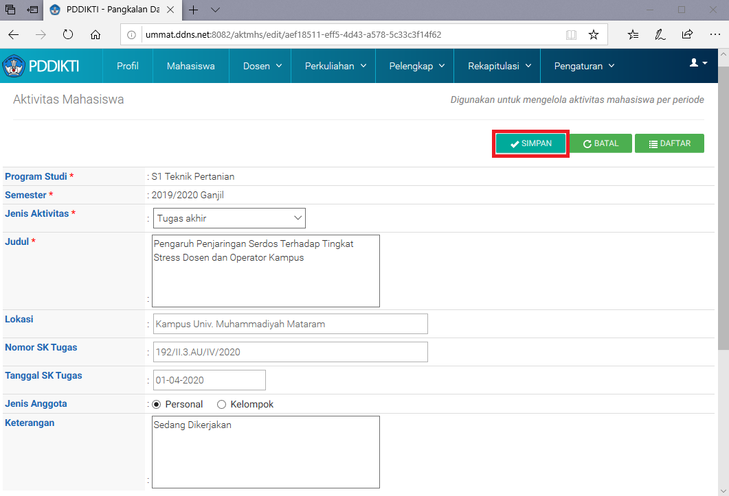 Tutorial input data Aktifitas Mahasiswa di Laporan Feeder PDDikti ... Tutorial input data Aktifitas Mahasiswa di Laporan Feeder PDDikti ...