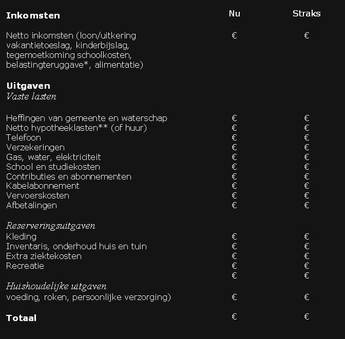 Huis en hypotheekwijzer: Maken van een begroting