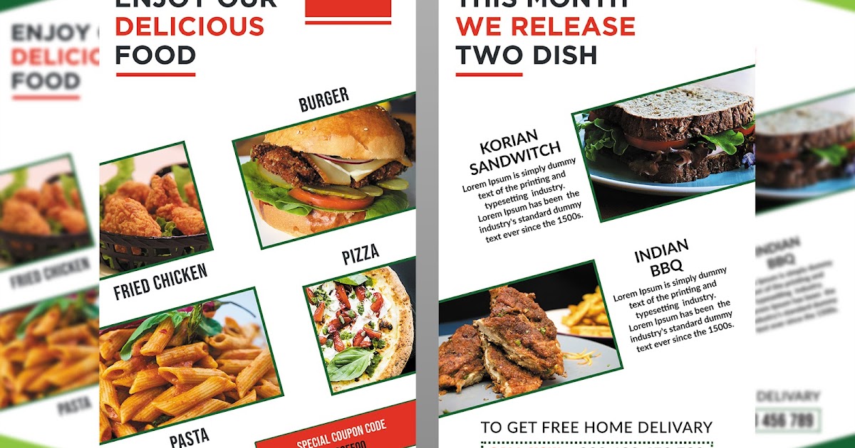 Restaurant Food Menu Rack Card. ~ Design Room