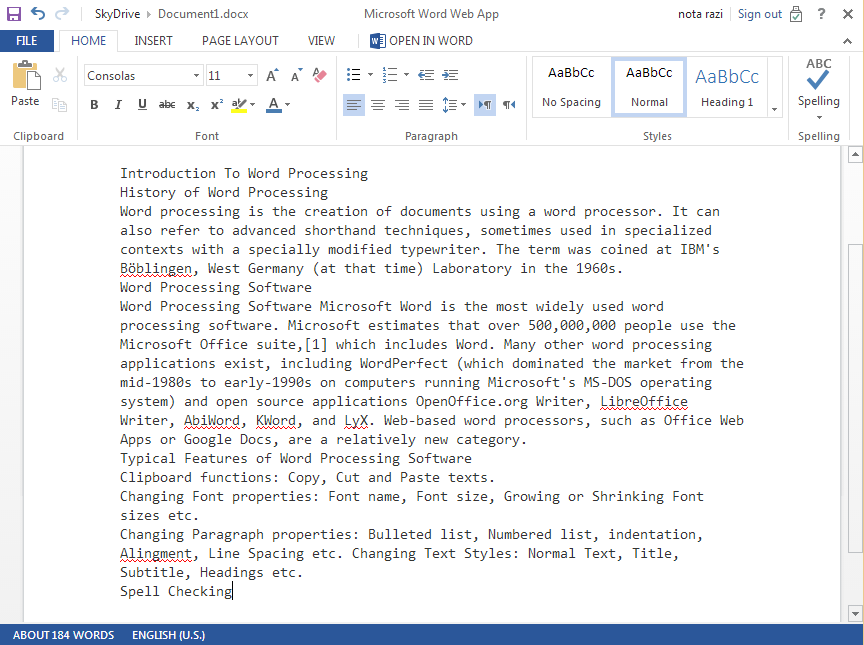 Getting Started With ...: Microsoft Word Web App