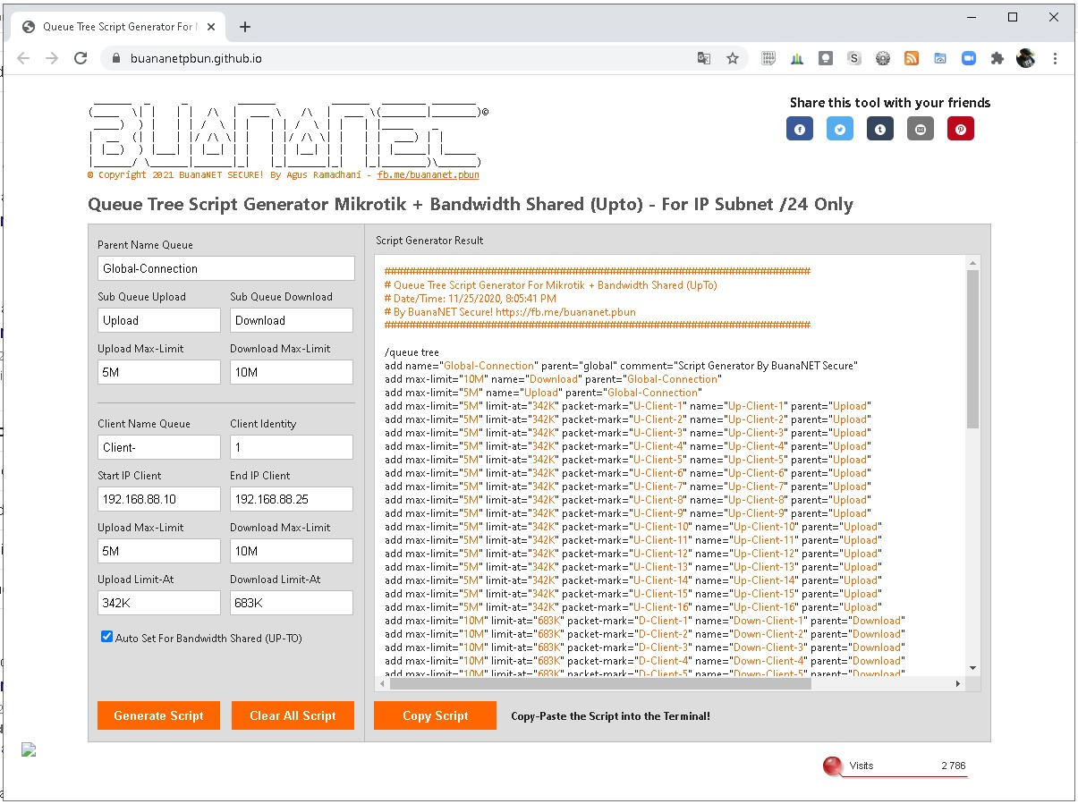 Queue Tree Script Generator For Bandwidth Shared (UpTo) - O-OM