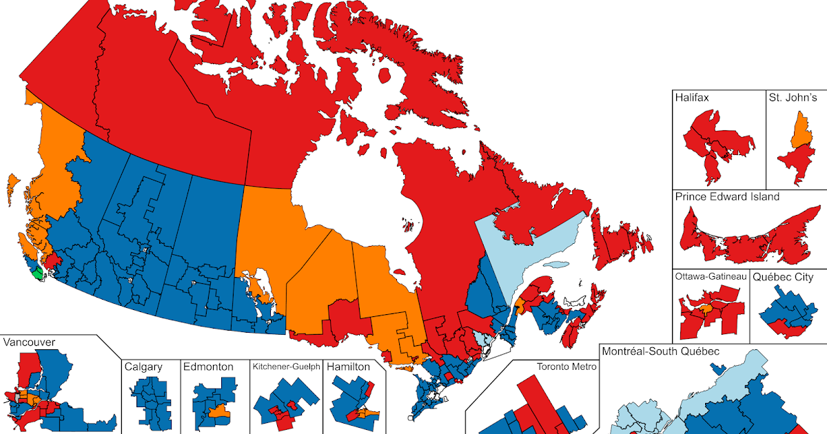 Canadian Election Watch: Map of Latest Projection