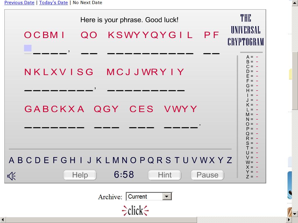 OUR ETERNAL STRUGGLE: MY DAILY CRYPTOGRAM