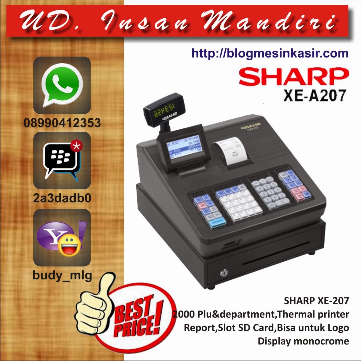 Cashregister SHARP XE-A207 ~ Mesin Kasir Malang