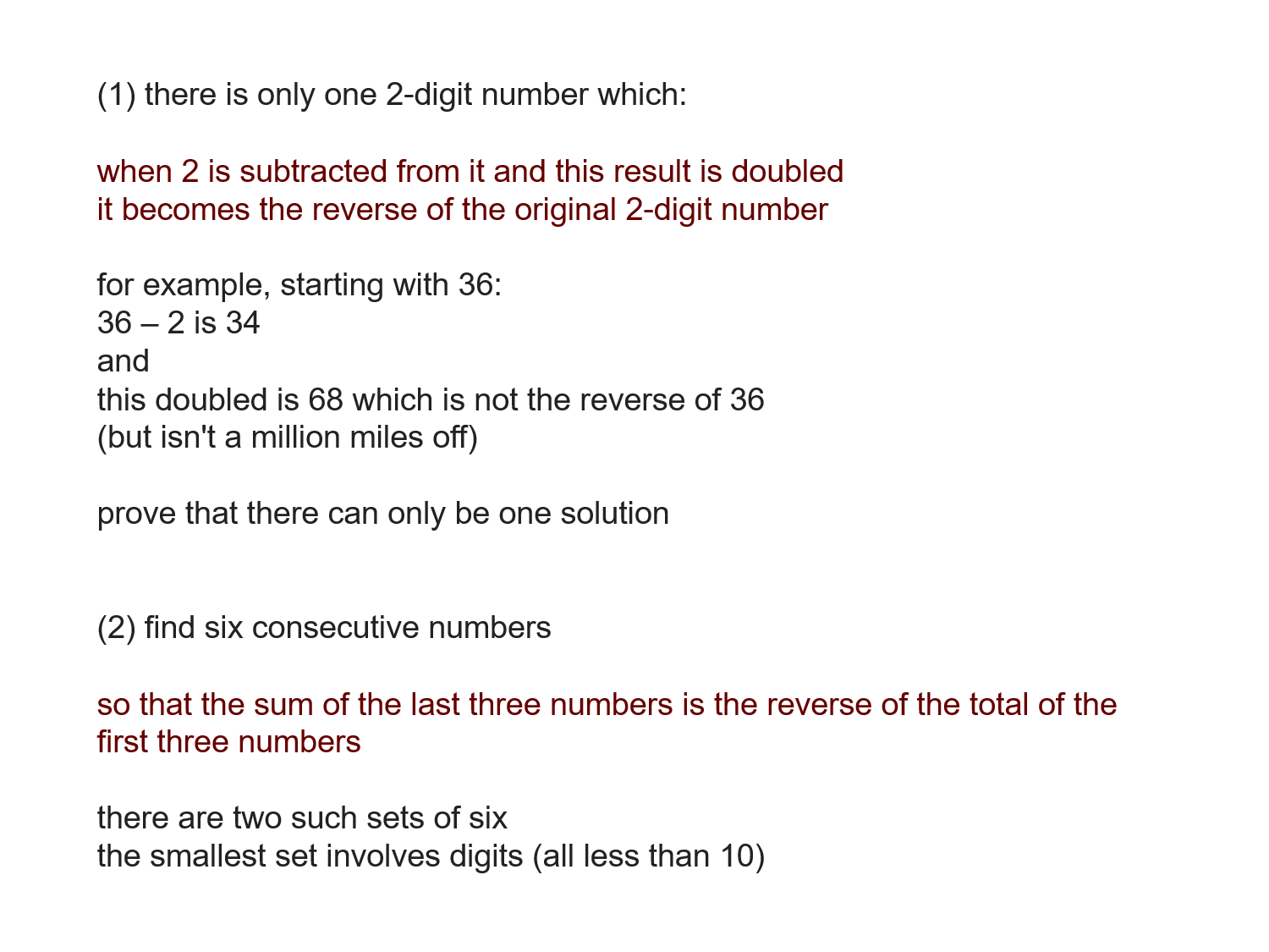 MEDIAN Don Steward mathematics teaching: two reversal problems