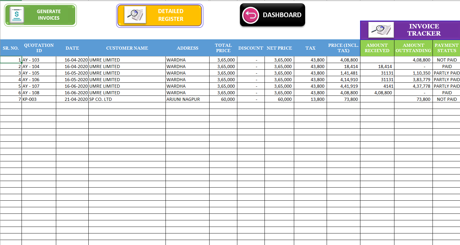 The Functions In Microsoft Excel Invoice Generator And Tracker In Excel Vba Macros