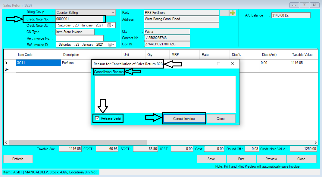 Sales Return B2B Help Guide