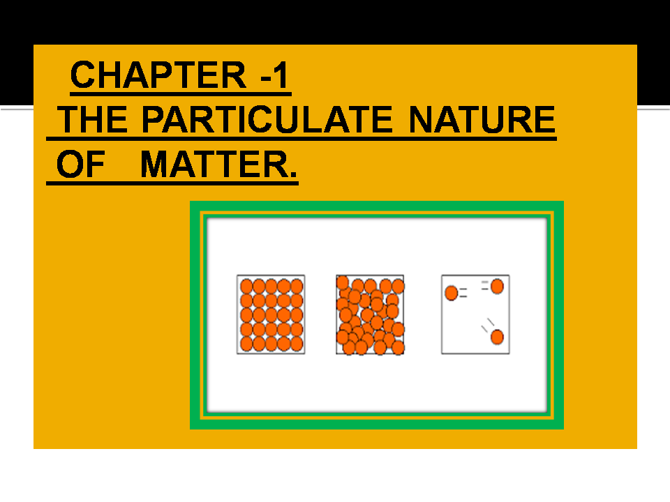 Grade 9: CHAPTER -1 THE PARTICULATE NATURE OF MATTER SEMESTER 1
