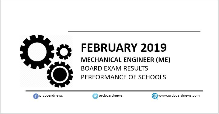 Performance of Schools: February 2019 Mechanical Engineer ME board exam ...