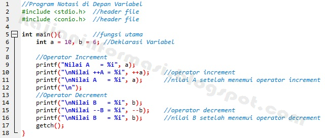 Penerapan Increment dan Decrement sebelum Variabel pada C++ | Kajian ...
