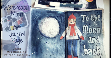 Mrs Brimbles: Watercolour Moon Art Journal Page