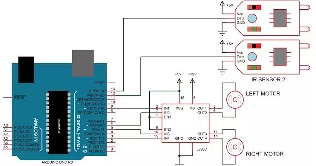 Get Free Circuits Ideas, Robotics etc: Line Detector Robot using Arduino