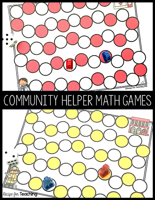 Community Helper Math Games - Recipe for Teaching