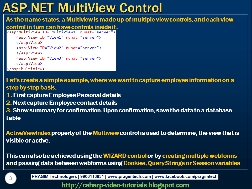 Sql Server Net And C Video Tutorial Part 35 Multiview Control In Aspnet