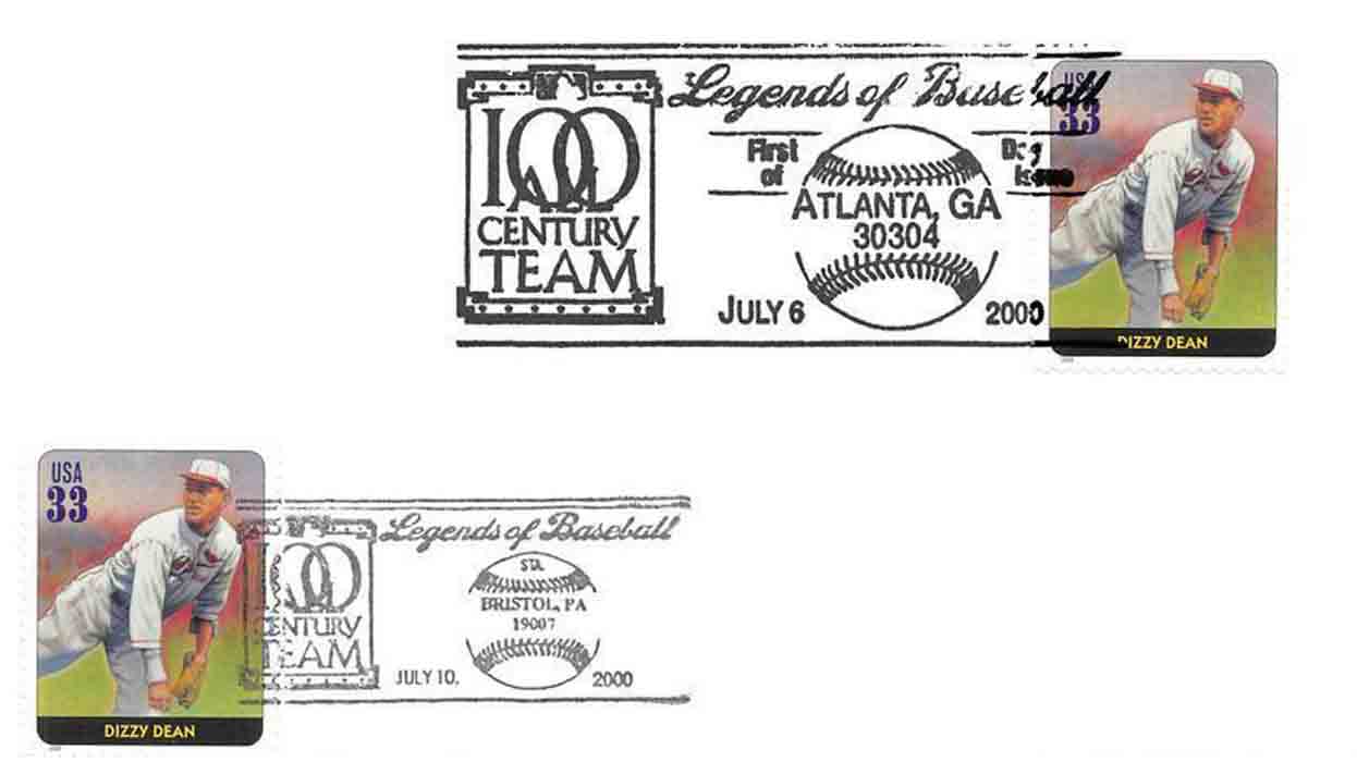 Baseball Stamps & Postmarks: Legends of Baseball : All-Century Team - 2000