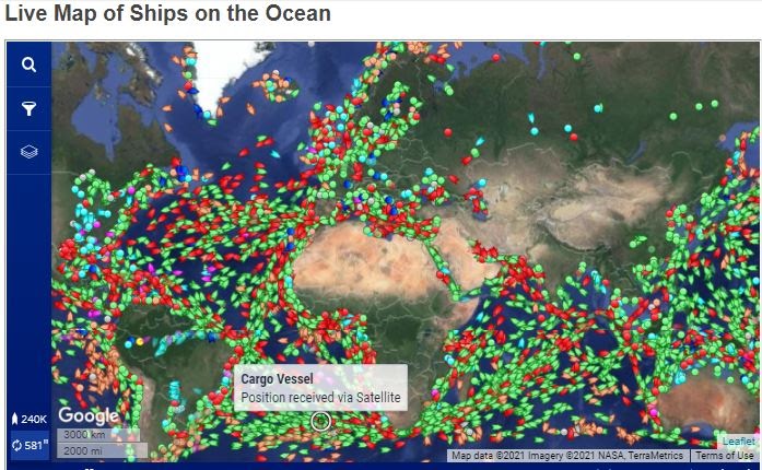 Live Map of Ships on the Ocean