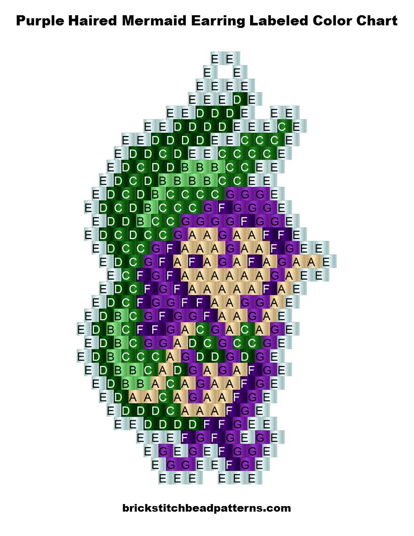 Brick Stitch Bead Patterns Journal: Free Purple Haired Mermaid Earring ...