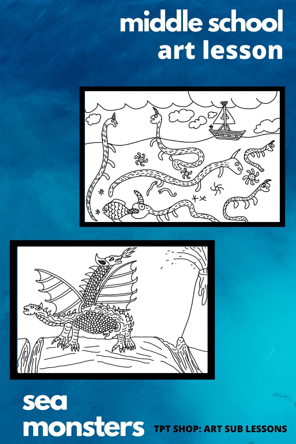 Art Sub Lessons: Explorers and Sea Monsters - Middle School Art
