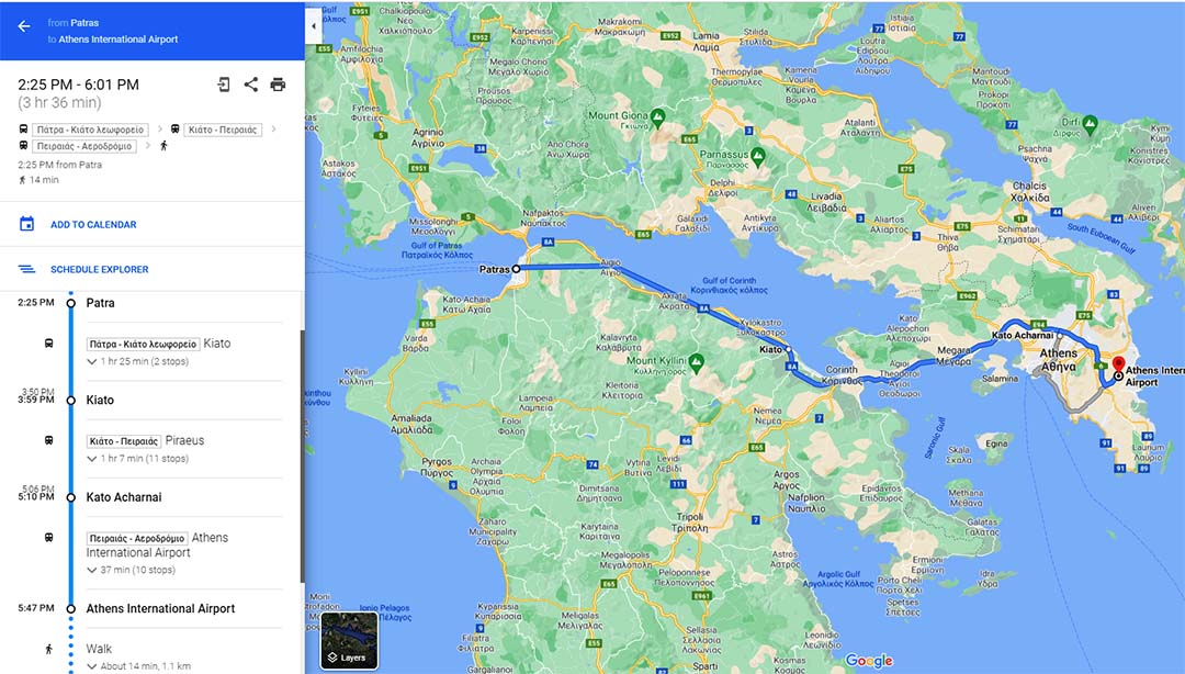 Bigfoot Travels: Greece: Athens-Patra Public Transport