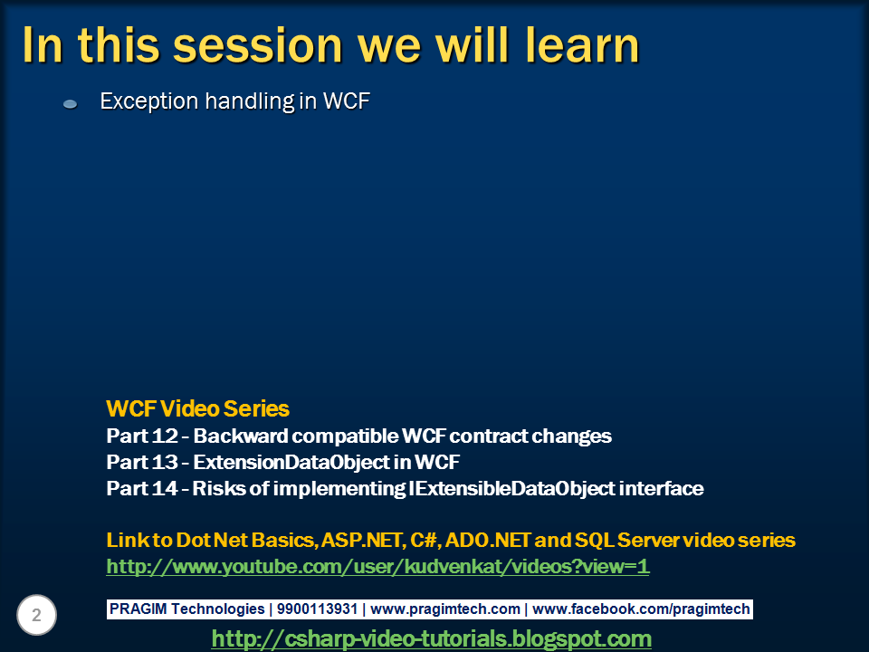 Sql Server Net And C Video Tutorial Part 15 Exception Handling In Wcf