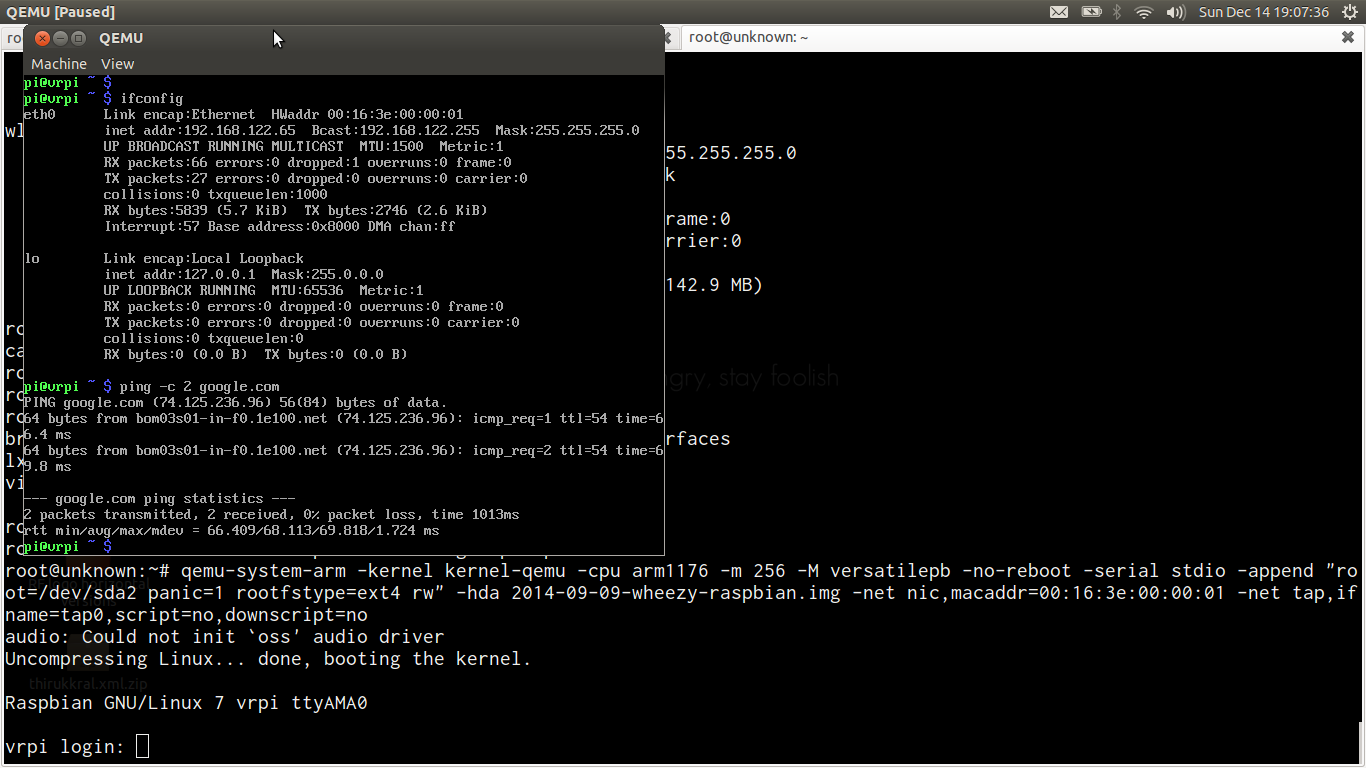 Just Try This: Share internet with Virtual RaspberryPI using QEMU