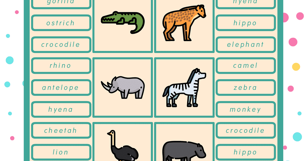 Animals Worksheets: Picture to Word Matching