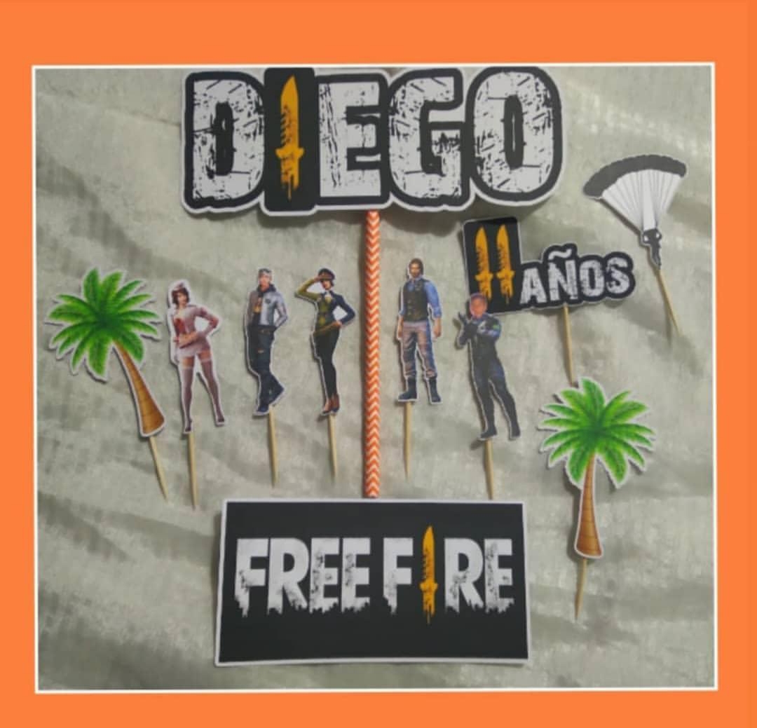 Topper Free Fire Diego 11 Años - Mis Toppers Tus Toppers