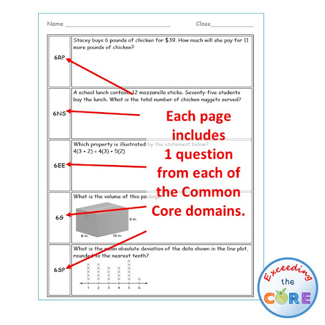 Exceeding the CORE: 6th Grade Math Common Core Daily / Weekly SPIRAL REVIEW