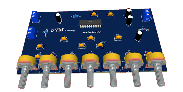 Equalizador de Som Ativo 7 Bandas com CI LA3607 + PCI - FVML