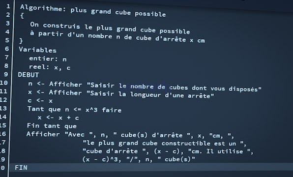 TUTORIEL : comment écrire un algorithme?