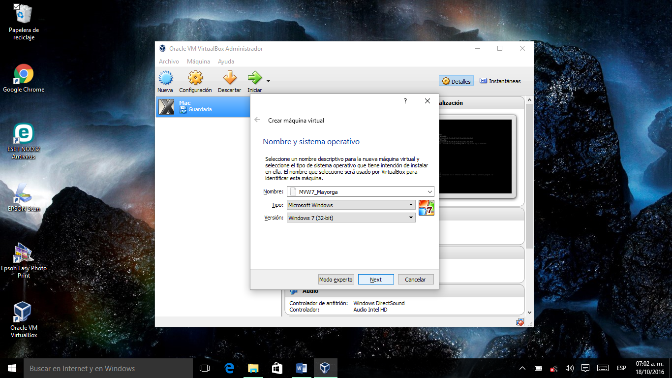 Sistemas operativos.: Windows 7 en Virtual Vox