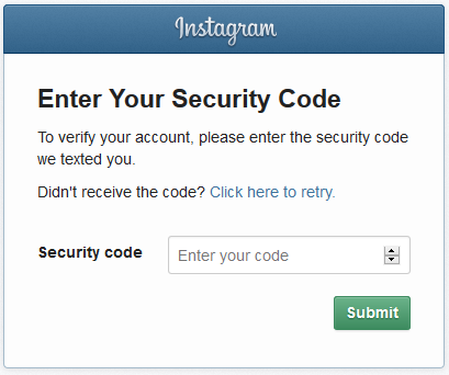 moment in time: Problem : Enter your security code on Instagram