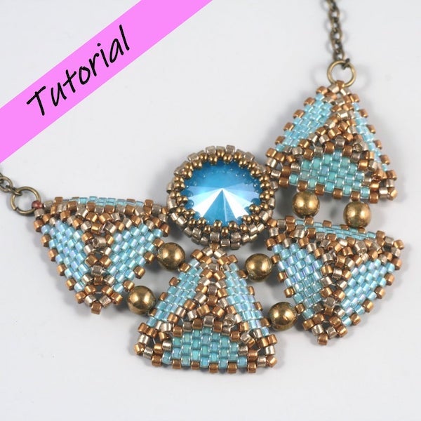 Modern Geometric Inspired Swarovski Rivoli Beaded Pendant Tutorials by ...