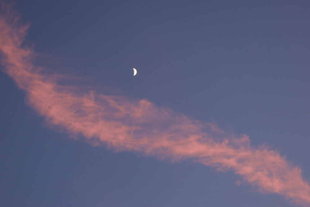 A Picture Each Day: The First Quarter Moon and Cirrus Clouds
