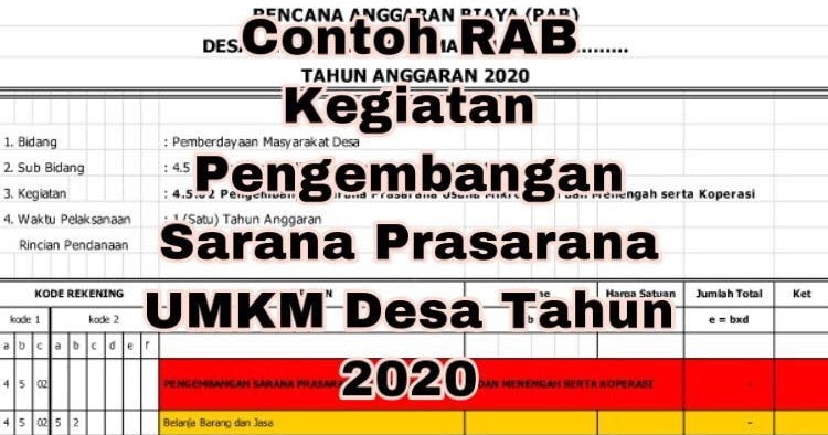 Contoh RAB Kegiatan Pengembangan Sarana Prasarana UMKM Desa TERBARU ...