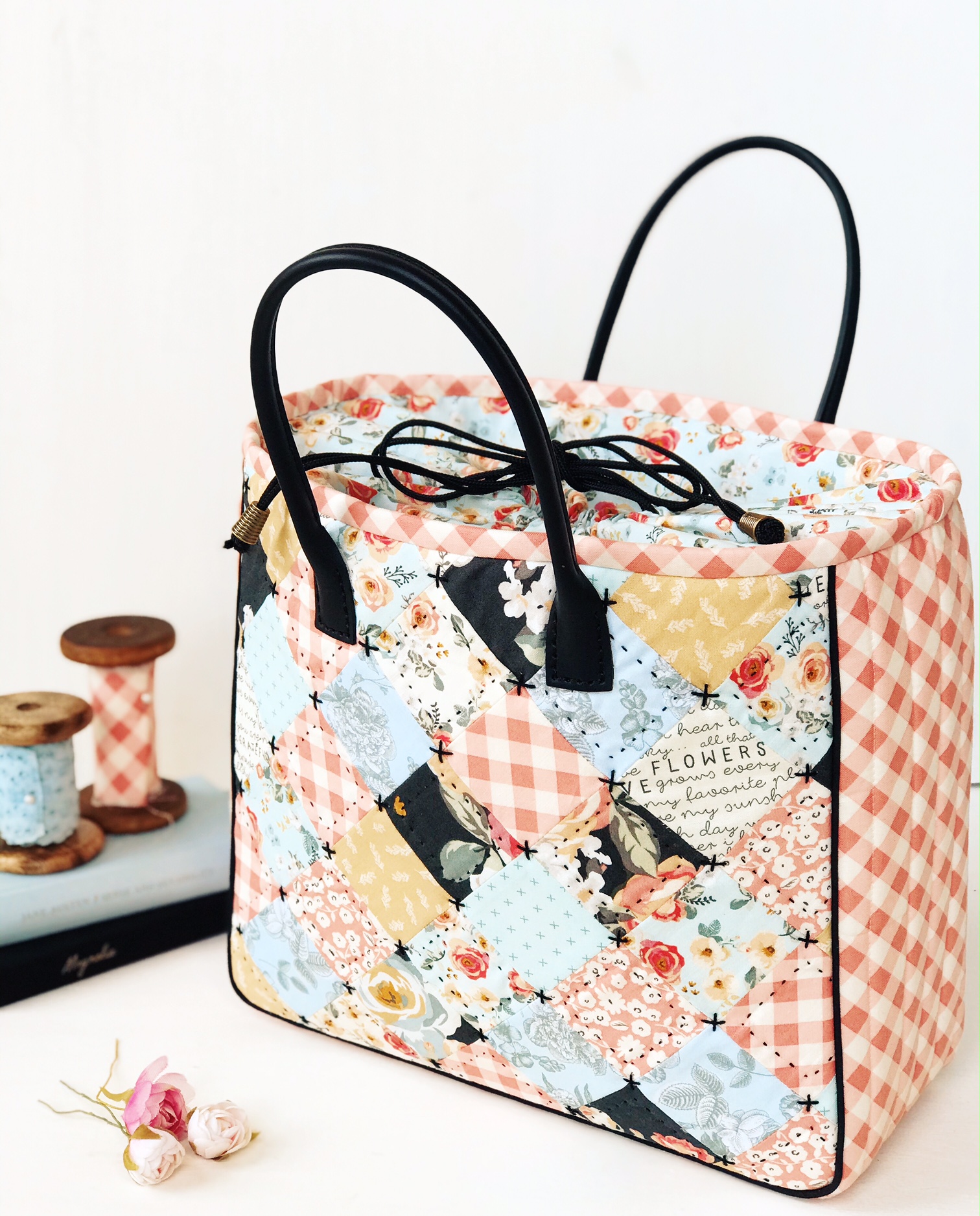 Cream Craft: Envelope Patchwork Bag - Gingham Gardens for Riley Blake ...