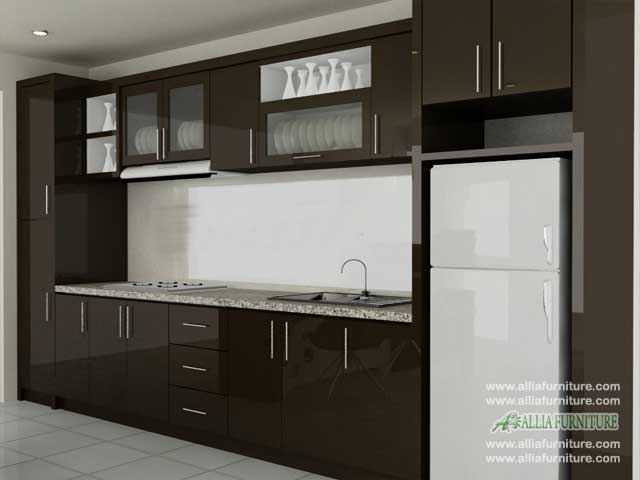 Kitchen set minimalis single line flow - Allia Furniture