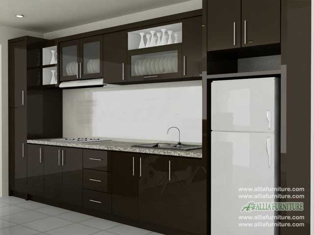 Kitchen set minimalis single line flow - Allia Furniture
