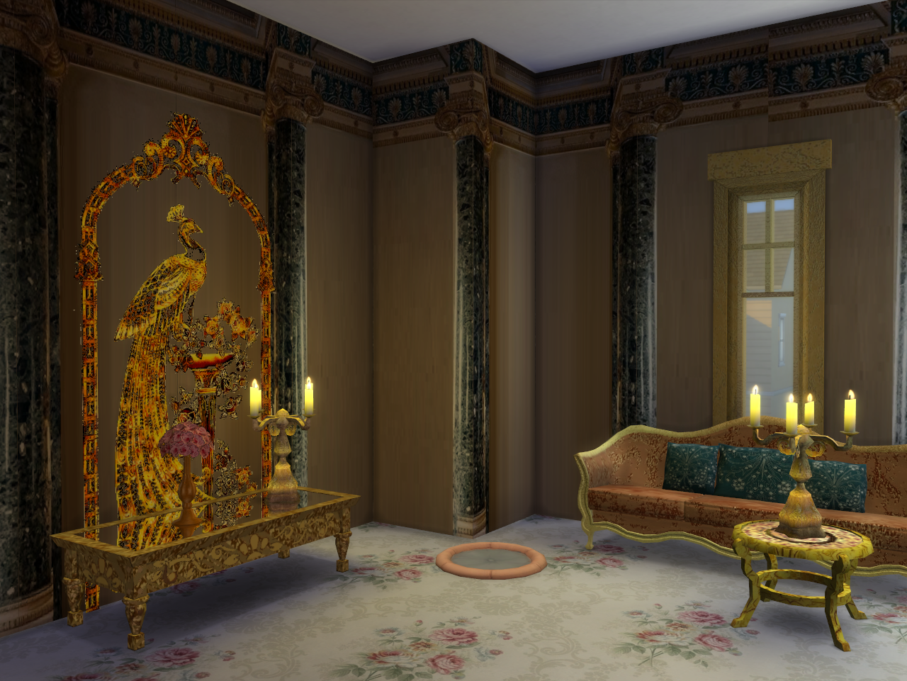 Anna Quinn Stories: Golden Gilded Walls Set Columns For SIMS 4