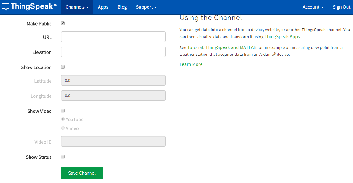 mattnett: Setting up a Device Channel in ThingSpeak IoT Cloud