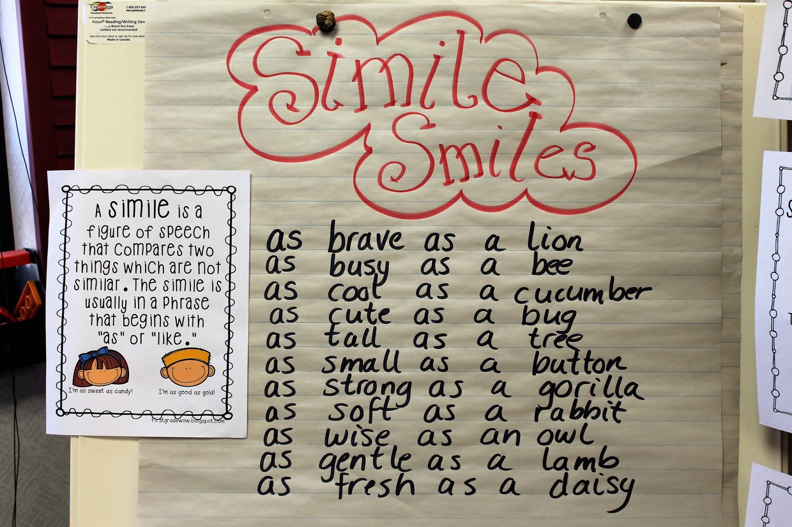 First Grade Wow: Writing to Teach...and Making Connections With Similes!