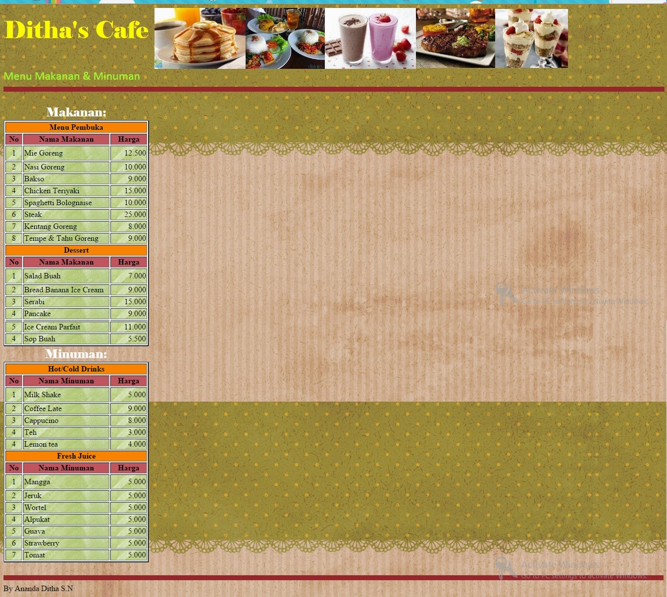 Close Enough: Membuat Tabel Menu Makanan Dengan HTML