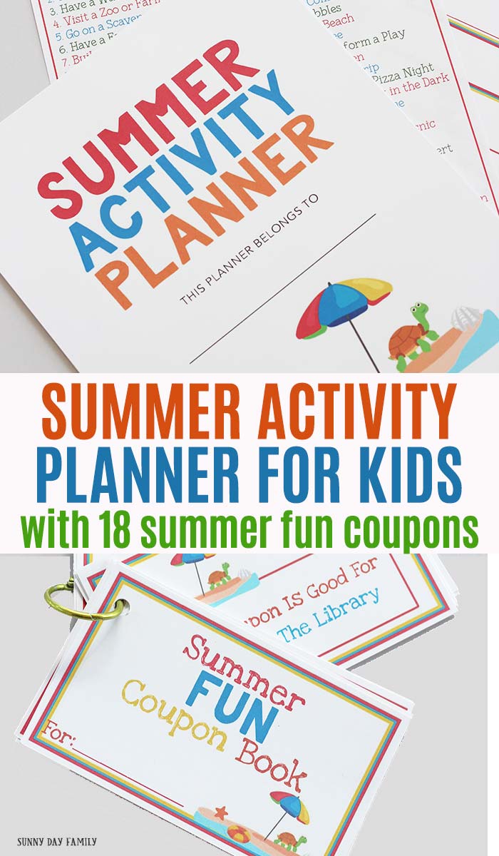 Printable Summer Activity Planner for Kids (with Summer Fun Coupon Book ...