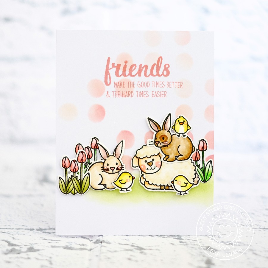 Sunny Studio: Easter Wishes Spring Friends Card by Lexa