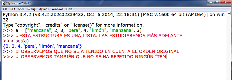 APRENDER A PROGRAMAR CON PYTHON: CONJUNTOS (SET Y FROZENSET)