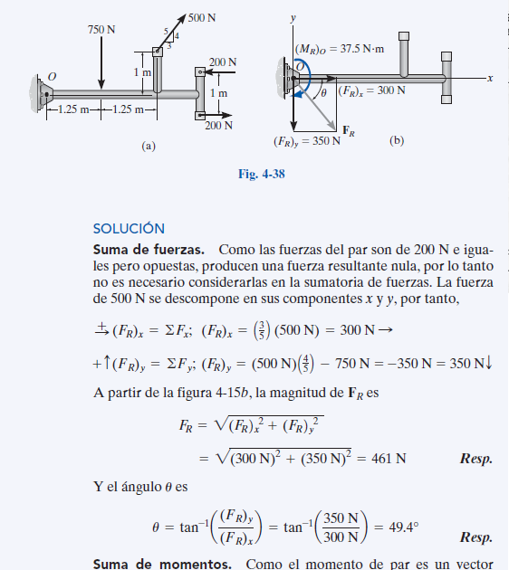 Sistema de fuerzas y momentos de par - EJEMPLO 5 | Ingenieria Mecanica