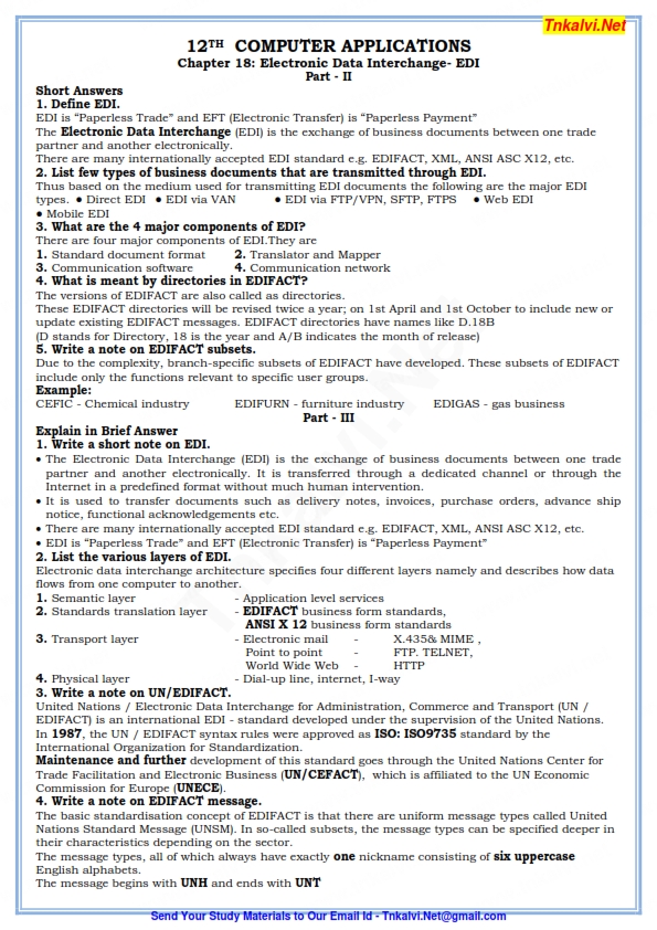 12th Standard - Computer Application - Chapter 18 - Study Materials ...