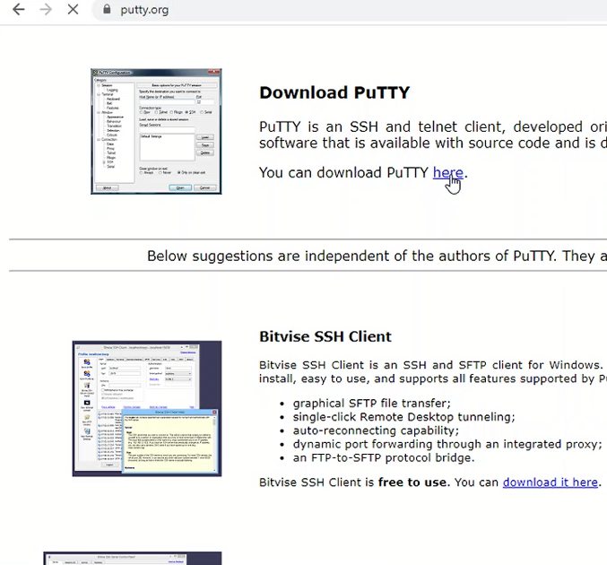 Instalación y Prueba de Putty