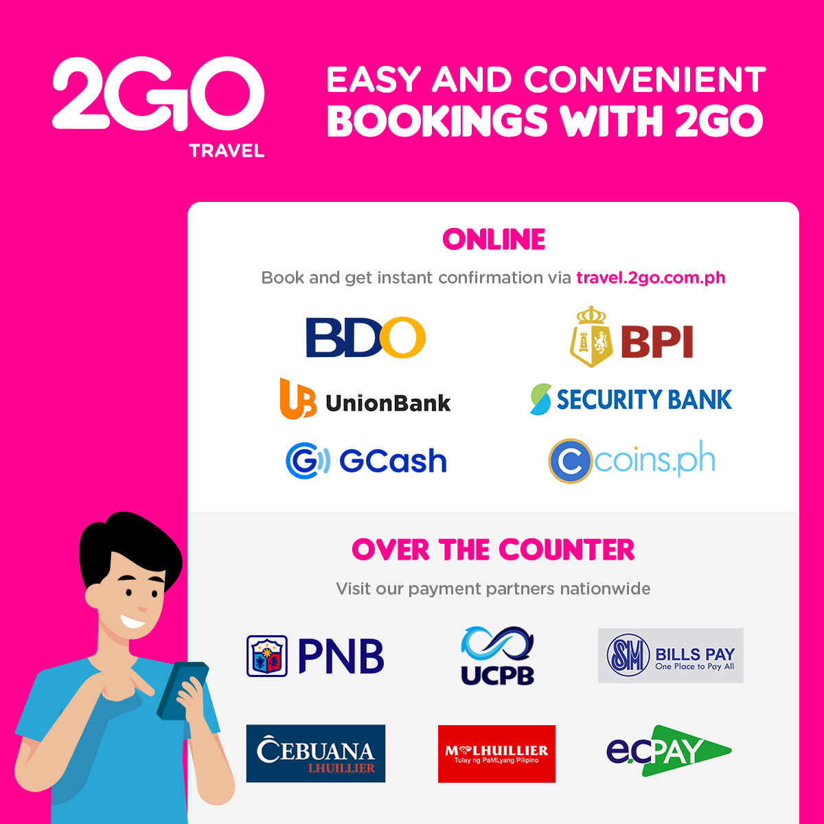 2GO Travel now offers more than 20 payment options on web booking