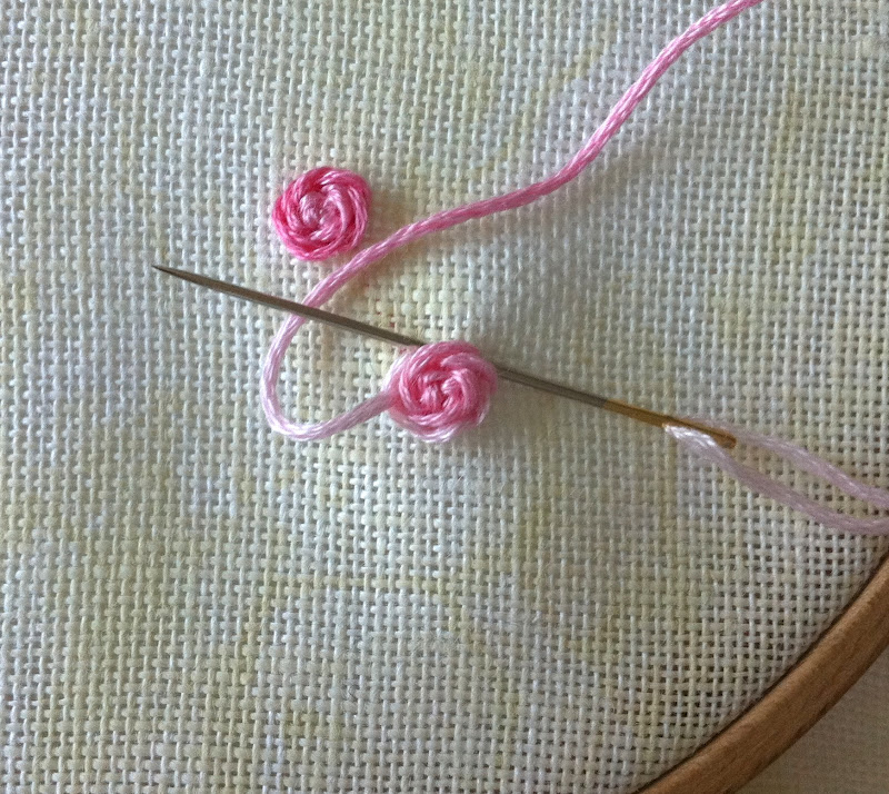 Humming Needles: Stem Stitch Rose with Knotted Center - Tutorial